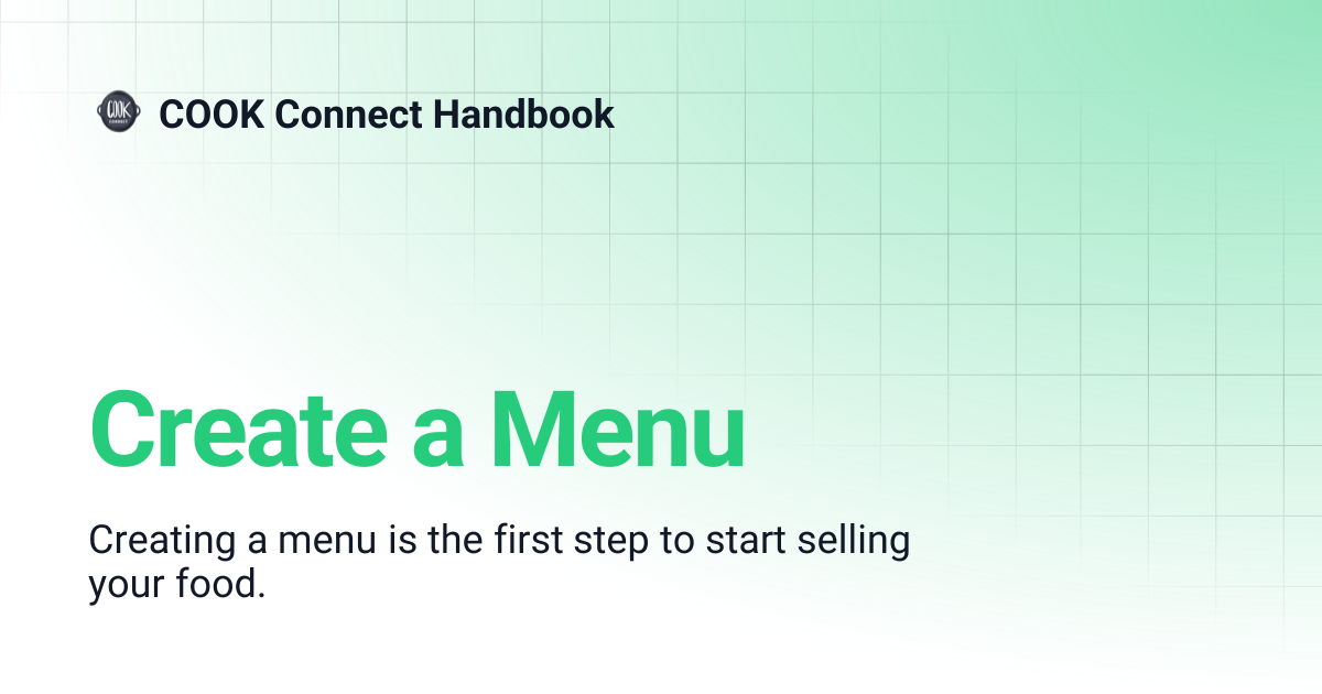 Create a Menu | COOK Connect Handbook